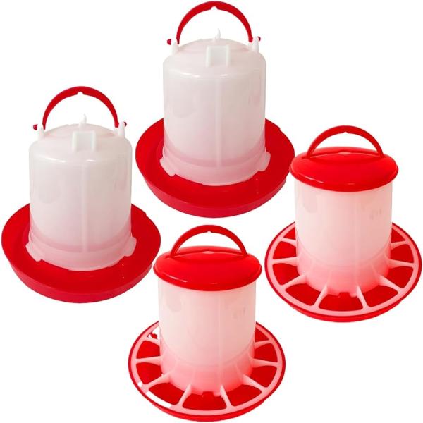 バリエーションコード : 2B903U8SH5「効率的な給餌・給水」この自動給水器（水入れ）と自動給餌器（餌入れ）のセットは、鶏（にわとり）やひよこ、アヒルやうずらなどの家禽に効率的な給餌・給水を提供します。手間をかけずに常に新鮮な水と鳥の...