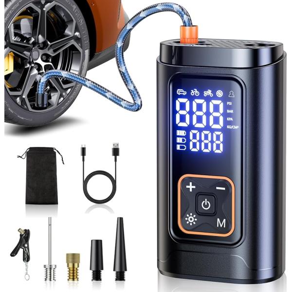 「大容量バッテリー＆10倍速高速充填」この電動空気入れには7200mAh バッテリーが内蔵されており、約2時間でフル充電できます。フル充電で、自転車用タイヤに31回、バイク用タイヤに92回、車用タイヤに15回、ボール用タイヤに8回空気を入れ...