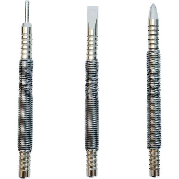 ハンマーレスでスマート作業 スプリング式設計により、ハンマーを使わずに高精度な打ち込みが可能。ドアヒンジピンの取り外しやセンターマーキングなどもラクラク。高強度な炭素鋼製 本体は耐久性に優れた炭素鋼素材を使用。強い衝撃にもしっかり耐えるため...