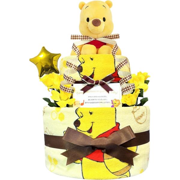 バリエーションコード : 2BUKS8YR8X出産祝いにぴったりな、くまさんのおむつケーキ：世界中で愛されるくまさんがデザインされたこのおむつケーキは、赤ちゃんのための特別な出産祝いとして人気があります。くまさんのおむつケーキは、男の子も女...