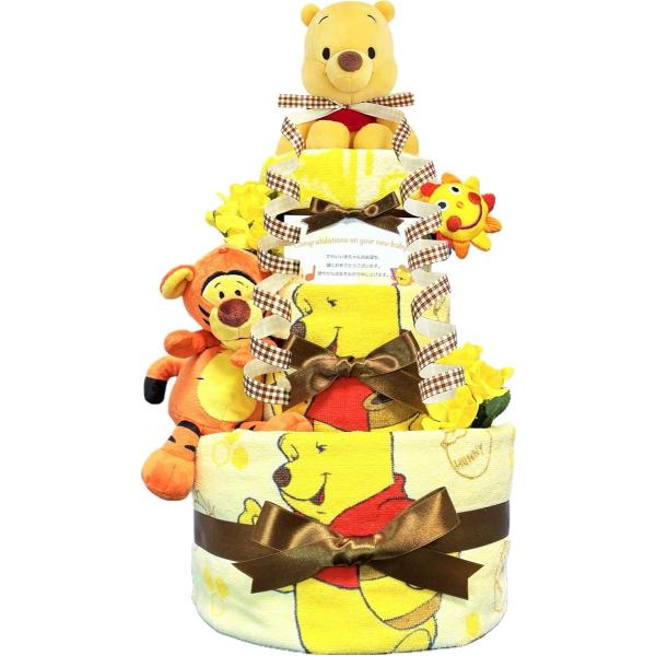 バリエーションコード : 2BUKSJ2GIJ出産祝いにぴったりな、くまさんのおむつケーキ：世界中で愛されるくまさんがデザインされたこのおむつケーキは、赤ちゃんのための特別な出産祝いとして人気があります。くまさんのおむつケーキは、男の子も女...