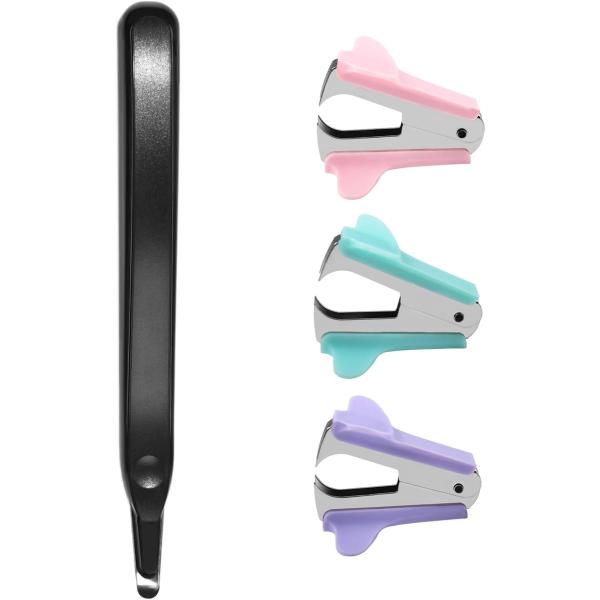 「商品の内容 ネイルエクストラクター3個（パープル、ピンク、グリーン各1個）、ネイルリムーバー1個（ブラック）付き。「材質」 高品質のプラスチックと丈夫な金属製で、表面は滑らか。「爪のデザイン」短い爪切りハンドルは、快適なグリップを提供し、...