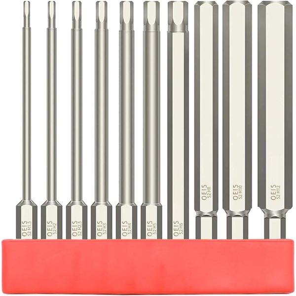 バリエーションコード : 2BUL1UPXW1「全長100mmロング仕様」六角ビットセット 10本組 (H1.5mm〜H12mm) | 狭所作業・深穴作業に対応する電動ドライバー用ロングビット業界標準6.35mm六角シャンクを採用し、マキタ...