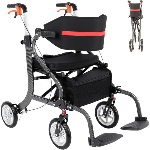 「6段階高さ調節」アルミ合金製フレームを採用し、6段階で高さ調整が可能。身長に合わせて最適なポジションに設定でき、前屈みにならず自然な姿勢で歩行をサポートします。ボタン式調節で安全・簡単に操作でき、高齢者でも扱いやすい仕様です。「1台3役：...