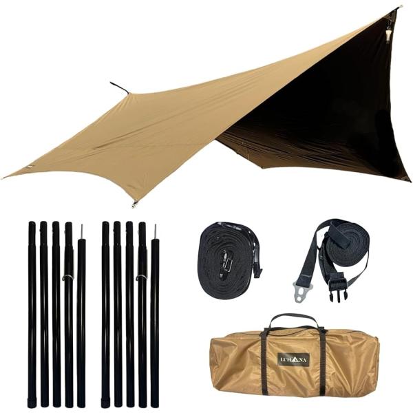 バリエーションコード : 2B9QTTWQWV「難燃加工」 タープ生地に難燃性塗料を加えることによって、ポリエステルタープの弱点を克服。焚き火の火の粉が飛んでも穴が空きにくく、燃え広がりにくい素材を提携工場と開発に成功。TCタープより軽く、...