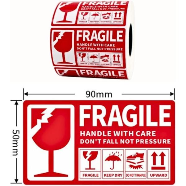 「明瞭な注意表示」FRAGILE表記と割れ物マークが視認性に優れ、配送中の破損リスクを低減します。英語表記で海外発送にも対応。注意喚起の効果が高いデザインで、個人・法人問わず幅広いシーンで活躍します。「大容量ロール式」1000枚入りのロール...
