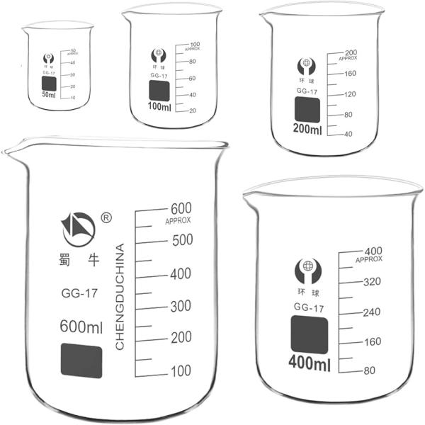 「商品説明」ホウケイ酸ガラス製の50ml、100ml、 200ml、400ml、600ml、 5個のビーカーセット。熱に強く、実験に便利。ビーカーは一般的なラボ機器で、主に液体を混合したり、液体を加熱したりするために使用されます。主にほとん...