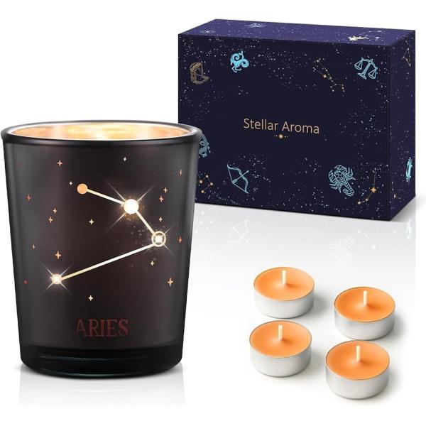 星座が灯る、あなただけの夜空 12の星座をかたどった繊細な模様が浮かび上がる、グラス型のキャンドルスタンド。火を灯した瞬間、柔らかな光が夜空のように揺らめき、まるで星が瞬くように輝きます。付属のキャンドルを灯せば、幻想的な光と香りが部屋を包...