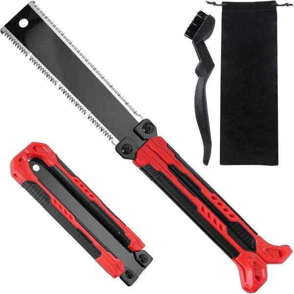 SK5ブレード:ブレードは両面鋸歯状の13および14 TPIで、高品質のSK5鋼で作られており、高温焼入れ技術で処理されており、ブレードにより高い硬度と靭性を与え、壊れたり変形したりしにくいです。人間工学に基づいた滑り止めハンドルにより、快...