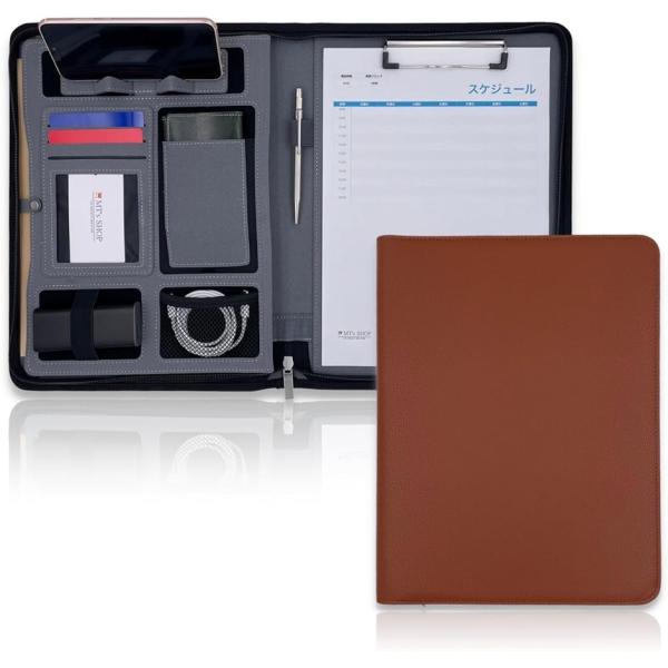 バリエーションコード : 2BUQHC834V高級感たっぷりのPUレザーを使用したA4サイズの二つ折りタイプの多機能クリップファイル・バインダーです。合皮ですが革のような質感で、会議、見積もり、インタビューなど、あらゆるビジネスシーンでお使...