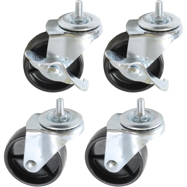 「総耐荷重130kg」2.5インチ（約65mm）のPP製キャスターは、軽量ながらもしっかりとした耐久性を備えています。ストッパー付きで、重い荷物の運搬や業務用途でも安心してご使用いただけます。25mmパイプに対応したネジ式仕様で、デスクやメ...