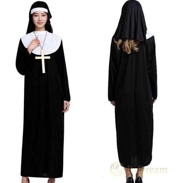 バリエーションコード : 2BURGJDYSUカップルやお友達同士のコスプレにぴったり。着るだけで誰でも簡単に本格的でシスターと神父に変身できるコスチューム。シンプルなデザインでなりきり度は抜群。どちらも十字架がセットしているのがポイント。...