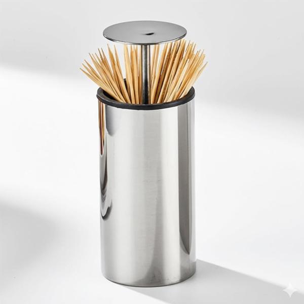 ワンプッシュで自動で飛び出す。必要分を簡単に取り出せるからとっても便利なステンレス製のおしゃれな爪楊枝ケース。防菌機能付きで衛生的に保管できるケースです。防菌・防塵機能＆金属製で頑丈だから携帯用にもおすすめ。衛生的にワンプッシュでにつまよう...