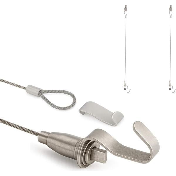 バリエーションコード : 2BU18CI6O1「製品概要」 絵画やハンドメイド作品の展示に欠かせないフック付きのワイヤーです。ピクチャーレールなどに額縁や絵画を簡単に吊り下げることができます。