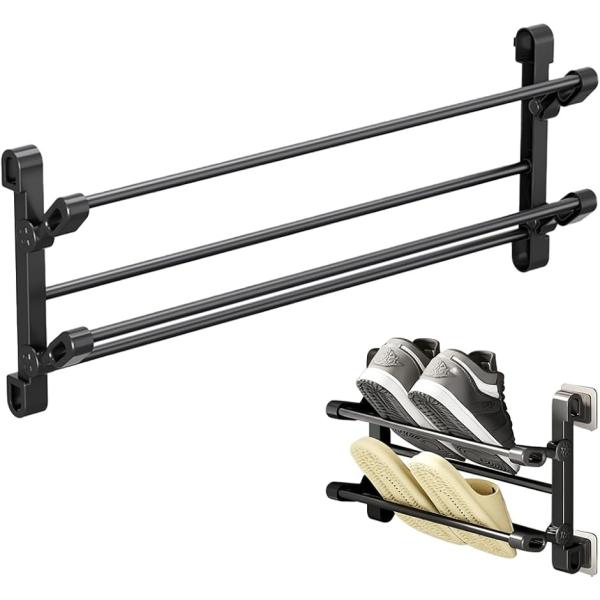 「ドア裏のデッドスペースを有効活用」玄関や廊下で散らかりがちなスリッパやサンダルなどを、ドアの裏側にまとめて収納できる壁掛け式のシューズラックです。床に靴が散らばるのを防ぎ、限られたスペースを有効活用することで、すっきりと整頓された快適な玄...