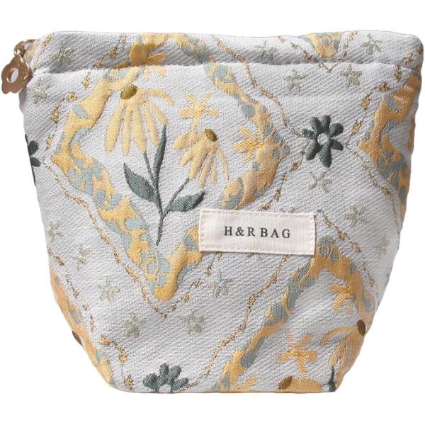 サイズ：16x13x8cm生地：ジャガード織り製造国：中国ジャガード生地を使用したコスメポーチです。高級感があるのでプレゼントにも、お勧めです。コンパクトなのに、たくさん入ります。普段使い、旅行などに、お使い頂けます。