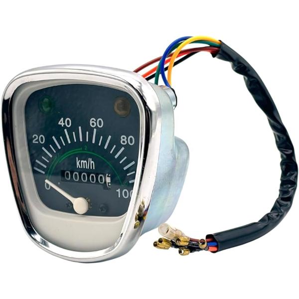 「ホンダ スーパーカブ対応 スピードメーター」 ホンダ（HONDA）のスーパーカブに取付け可能なスピードメーターです。純正交換タイプで最高速度100km/hまで対応。経年劣化によるメーターの不具合や破損時の交換用としてもおすすめ。「シンプル...
