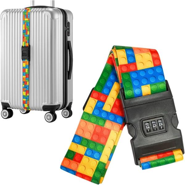 「目立つ。スーツケースベルト」スーツケースが不意に開くのを防止するスーツケースベルト。カラフルなブロック柄なので、荷物受取所で目立ちます。自分のスーツケースがすぐに見つかるので便利です。「荷物が増えたときの味方」荷物固定ベルトはスーツケース...