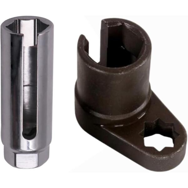 「O2センサー取り外し専用ソケットセット（22mmx2本）」22mm口径に対応したO2センサー用ソケットを2種類セット。専用工具なので、自動車のO2センサー交換がスムーズに行えます。ロングタイプ（約90mm）とショートタイプの組み合わせで、...