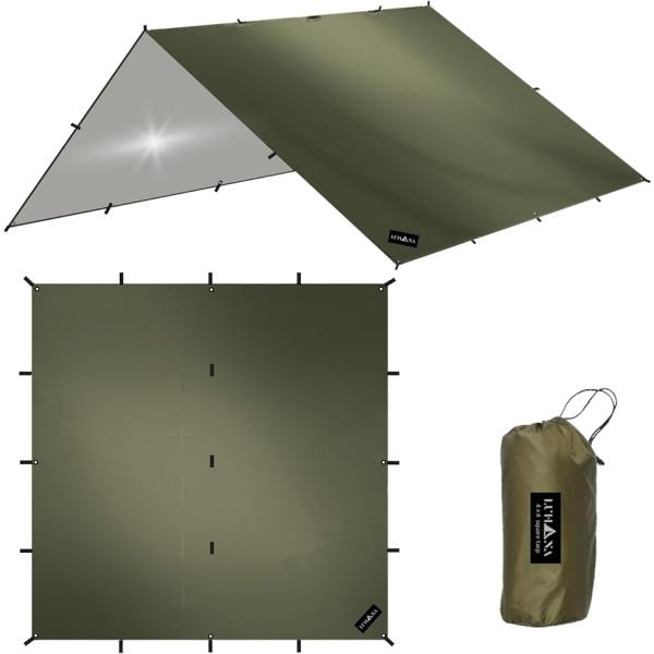 バリエーションコード : 2B904GHXR5「変幻自在なスクエアタープ」 ループ19箇所＆ハトメ8箇所付き、ポールやロープを組み合わせ、天候やシーンに合わせて簡単に自分好みにアレンジできます。また、3つセンターループによって張り方のバリエ...