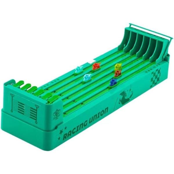 毎回結果がランダムで予想が楽しい競馬ゲームスイッチひとつで簡単にレース開始馬フィギュア6体付きで最大6人で同時に遊べる裏面収納ボックス付きでコンパクトに片付け可能約34cmの卓上サイズでどこでも設置OK