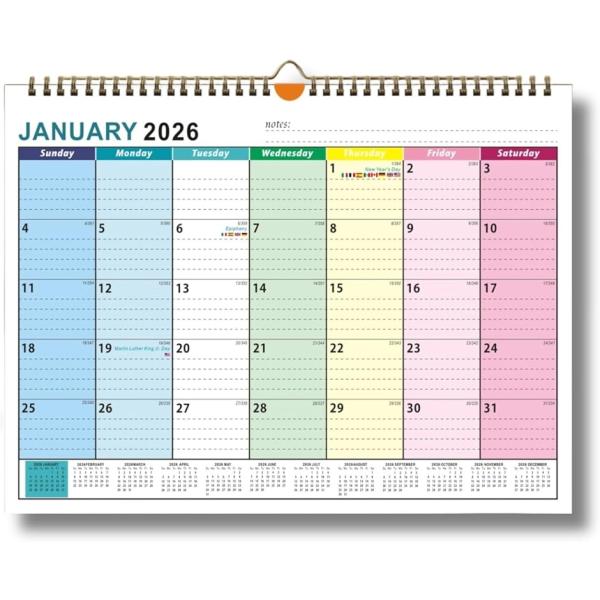 「計画の効率化」この2026卓上カレンダーは、18ヶ月にわたる計画をサポートします。1月から翌年6月までのスケジュールを一目で確認できるため、長期的な予定管理が簡単になります。これにより、日々のタスクを効率的に整理し、時間を有効に活用できま...