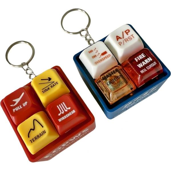 B737警告ボタンデザイン：航空機コクピットのFIRE WARN、OVERSPEED、TERRAINなどの警告表示をリアルに再現。航空機マニア必見：航空ファンやパイロット、航空業界関係者へのプレゼントやコレクションに最適。2個セット：友人や...