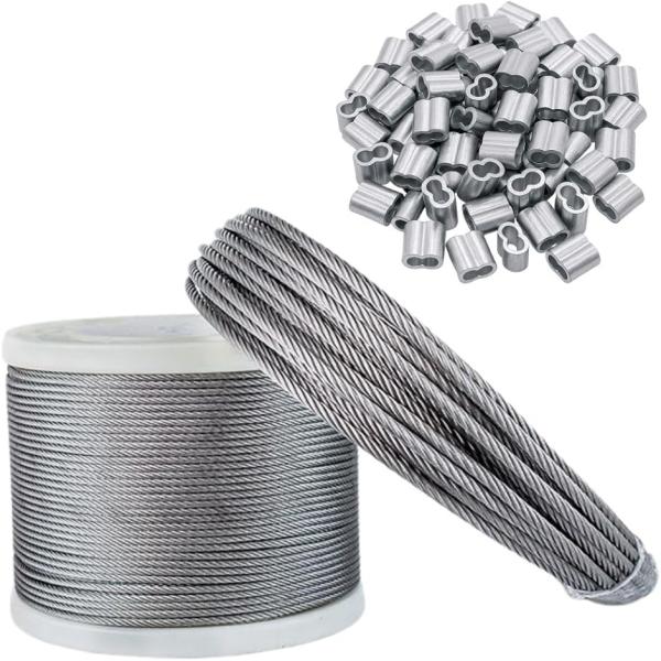 「高耐久SUS304素材」高品質なSUS304ステンレスを使用しており、耐食性・耐錆性に優れ、屋内外問わず長期間使用できます。鉄製品に比べて約10倍の寿命があります。「7x7構成で強度と柔軟性」ワイヤーは7本x7束の構造で構成され、引張強度...