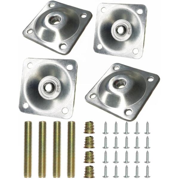 「DIYから修理まで大活躍」テーブルやソファなど、様々な木製家具の脚を取り付けるためのマウントプレート4個セットです。オリジナルの家具製作から、ぐらつく脚の補強・修理まであらゆる場面で活躍。取り付け後も目立ちにくい平型デザインなので、家具本...