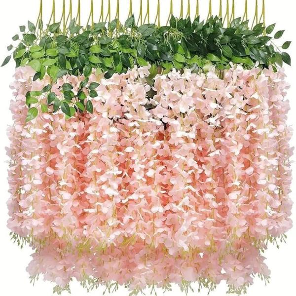 バリエーションコード : 2B9516QQS6人工観葉植物の藤の花：美しい藤の花を再現した人工観葉植物です。吊り下げタイプの造花で、インテリアやガーデンデコレーションに最適。フェイクグリーンを手軽にオシャレな空間を演出できます。家庭用やオフ...