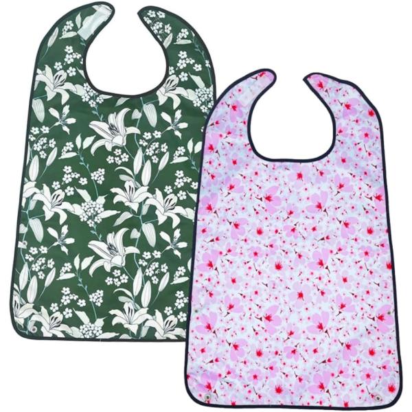 バリエーションコード : 2BUWRUOVDUおしゃれな食事エプロン2枚セット「デザイン」A：グリーン、ピンク（各1枚）、B：ピンク、ホワイト（各1枚）「しっかり防水・お手入れ簡単で撥水加工のPU素材」汚れてもさっと拭きとって落とせます・食...