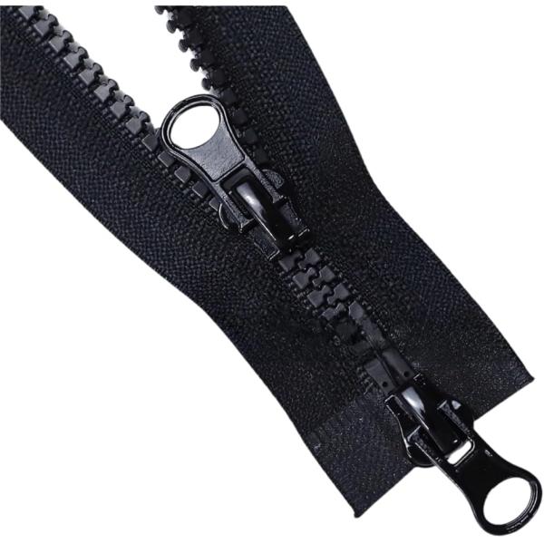 バリエーションコード : 2BUX865FLS「ダブルスライダー／上下開き」引き手が2つのダブルスライダー。前合わせを上からも下からも開けられるオープンエンド仕様リュック／バッグ／作業着つなぎ／キャディーバッグフード／自転車カバー／スーツケ...