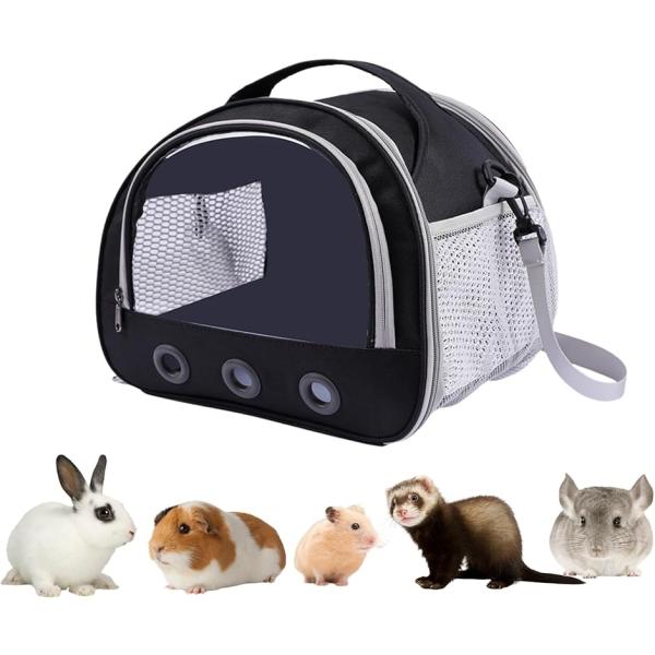 バリエーションコード : 2BUY1FLVH3「快適な移動」この小動物キャリーバッグは、うさぎやモルモット、チンチラ、フェレット、子猫などの小動物が快適に移動できるように設計されています。通気性の良いメッシュ素材を使用しており、ペットが安心...