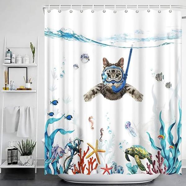 バリエーションコード : 2BUYG9KY9P「ねこ柄デザイン」 キュートな猫ちゃんをモチーフとしたおしゃれでかわいいシャワーカーテン(バスカーテン)。様々なデザイン柄でお風呂を華やかに演出、楽しいバスタイムをお届けします。「撥水・防カビ加...