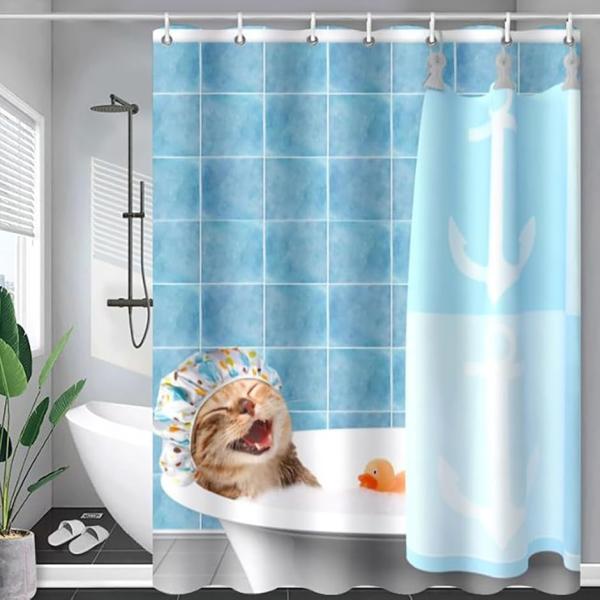 バリエーションコード : 2BUYG9KY9P「ねこ柄デザイン」 キュートな猫ちゃんをモチーフとしたおしゃれでかわいいシャワーカーテン(バスカーテン)。様々なデザイン柄でお風呂を華やかに演出、楽しいバスタイムをお届けします。「撥水・防カビ加...