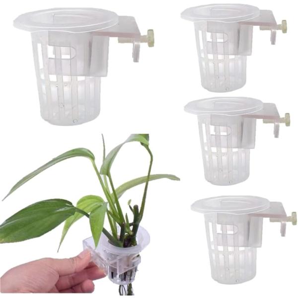水耕栽培 水槽 植物 ホルダー カップ 4個セット 販売 壁掛け 吊り下げ プランター 植木鉢 アクセサリー スタンド 水草 観葉植物 育成 栽培 に是非。「自然な循環」ポットに植物を置くだけで飼育水の有機物を吸収してグングン成長します。飼...