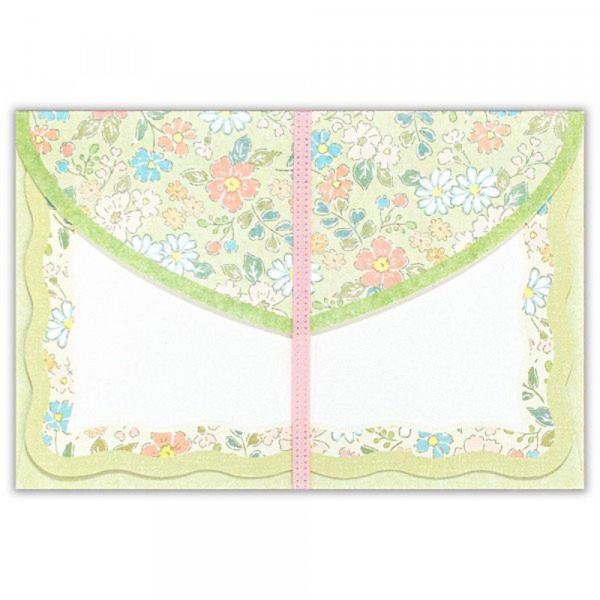 Risette -リゼット- 愛しい日々に微笑みを。さりげなく咲く花のように寄り添い、笑顔にしてくれる、大人の小花柄シリーズを、封筒付メッセージカードに展開しました。封筒のベロのデザインと、メッセージカードのダイカットがポイントです。グリー...