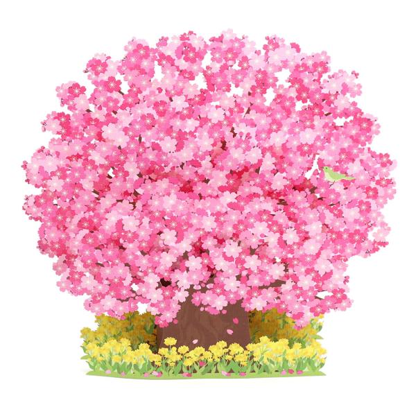 満開の桜の木をレーザーカットで華やかに表現た春カードです。繊細なレーザーカットで表現されたボリュームたっぷりの桜の木。海外のご友人にも喜ばれる、飾れる立体カードです。インテリアとして飾ってもお楽しみいただけます。◇パッケージサイズ：H205...