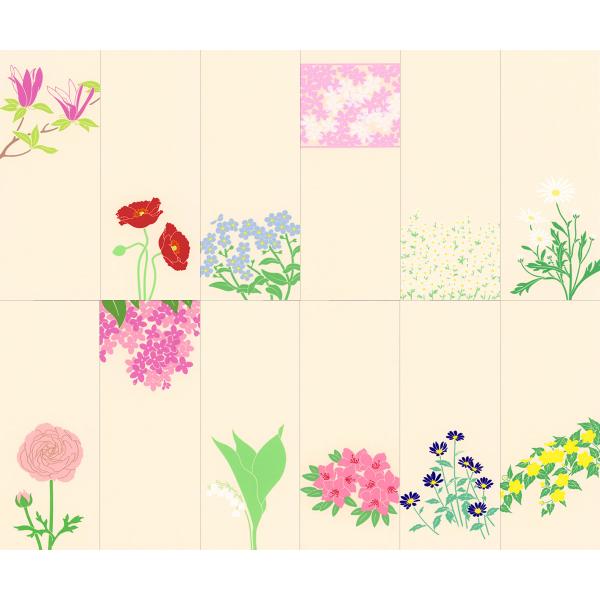 木蓮、ポピーや都わすれ、山吹など、春から初夏の草花やモチーフをあしらった、鳩居堂のはがき12枚（12柄）セットです。やさしく上品な絵柄で、少し和の雰囲気も感じられる大人向けのデザイン。季節のご挨拶はもちろん、海外へのお便りやちょっとした贈り...