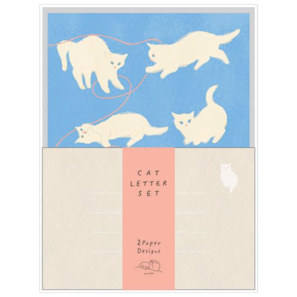 ドットと猫の組み合わせ。mulaのレターセット異なる表情が楽しめる2種類の便箋入り。シーンに合わせて選べるのが嬉しいポイントです。mulaさんの印象的な色使いが、手書きのメッセージをより特別なものにします。◇パッケージサイズ：H195×W1...