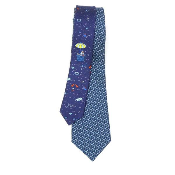 【ブランド名】: エルメス HERMES　【商品名】: シルクタイ ツイルビー リモート・オフィス ネクタイ　【サイズ】: W:7cm*H:148cm　【カラー】: マリン/ブルー　【付属品】: 箱　【ランク】: 展示未使用品　/未使用品の...