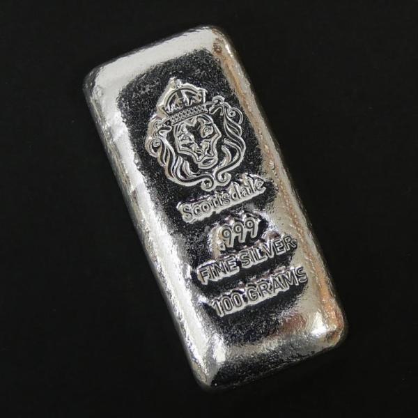 【ブランド名】: スコッツデール・ミント　【商品名】: 純銀 インゴット ingot シルバーバー シルバーインゴット　【サイズ】: W:25.8mm H:55.5mm/総重量:100g　【付属品】: 本体のみ（付属品はありません）　【ラン...