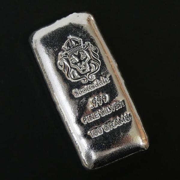【ブランド名】: スコッツデール・ミント　【商品名】: 純銀 インゴット ingot シルバーバー シルバーインゴット　【サイズ】: W:26.2mm H:55.5mm/総重量:100g　【付属品】: 本体のみ（付属品はありません）　【ラン...
