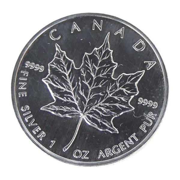 【商品名】: メイプルリーフ銀貨 1oz 1990年 メイプル銀貨 メープルリーフコイン メープルリーフ銀貨 1オンス　【サイズ】: /直径:38mm　【付属品】: 本体のみ（付属品はありません）　【ランク】: 中古A〜Bランク/小キズや変...