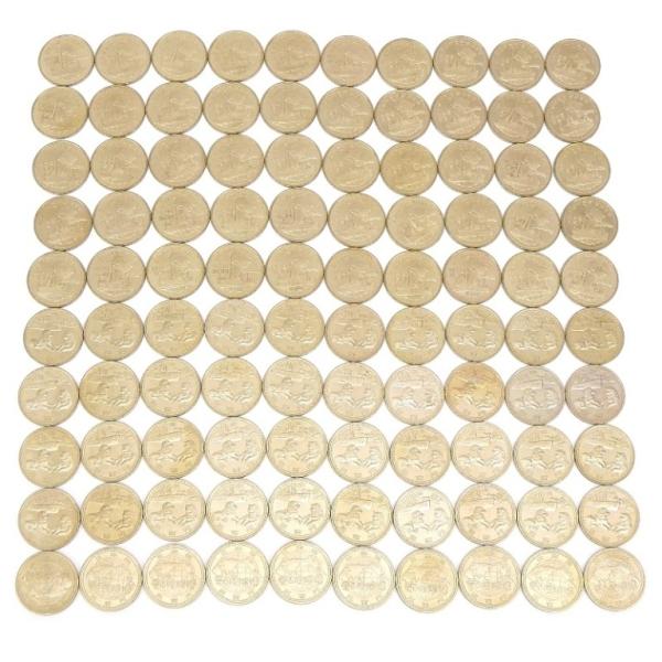 【商品名】: 記念硬貨いろいろ 500円記念硬貨 100枚セット 3種類 50000円分 記念貨幣　【付属品】: 本体のみ（付属品はありません）　【ランク】: 中古A〜Bランク/多少の小キズやくすみ、汚れ、変色などのある並品です。　【コメン...