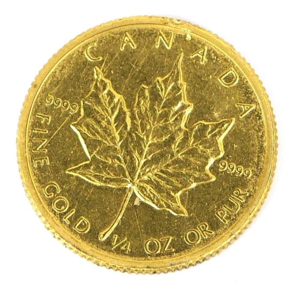 【商品名】: メイプルリーフ金貨 1/4oz メープルリーフ金貨 1/4オンス 1986年 メイプル金貨 純金 コイン K24　【サイズ】: /直径:20mm 重さ:7.7ｇ　【付属品】: 本体のみ（付属品はありません）　【ランク】: 中古...