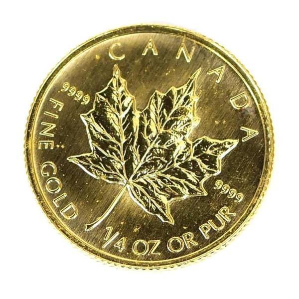 【商品名】: メイプルリーフ金貨 1/4oz メープルリーフ金貨 1/4オンス 2001年 メイプル金貨 純金 コイン K24　【サイズ】: /直径:20mm 重さ:7.7ｇ　【付属品】: 本体のみ（付属品はありません）　【ランク】: 中古...