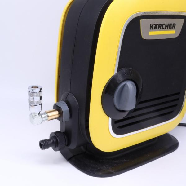 ケルヒャー家庭用洗浄機Kシリーズクイックコネクトの接続方向を90度変換するアダプターです。ホース屋オリジナルエアコン洗浄ホース（カプラー付き）・Ｎカプラ付きホースが接続できます。ホース屋オリジナル　エアコン洗浄用ホース 柔軟・軽量ライトグレ...