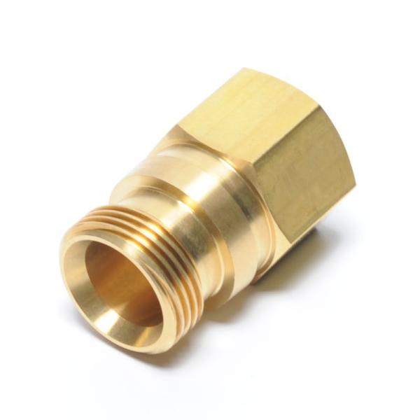 ケルヒャー業務用洗浄機HDシリーズのEasy!Lock用の互換継手です。純正ホースは、両端にソケット（めねじ）がついています。取付けネジ：Rc3/8材質本体：真鍮製Oリング：NBRこちらは Easy!Lock 専用です。旧式の接続（M22P...