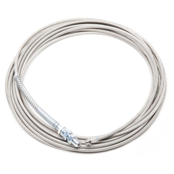 ●柔軟性に優れたホースです【仕様】　内径 : 6.4ｍｍ　外径 : 9.8ｍｍ　常用耐圧 : 28Mpa（約280k）　材質 : ポリエステルチューブにステンレスハードワイヤーブレード編み上げ　最小曲半径 : 30mmショート金具1/8（1...